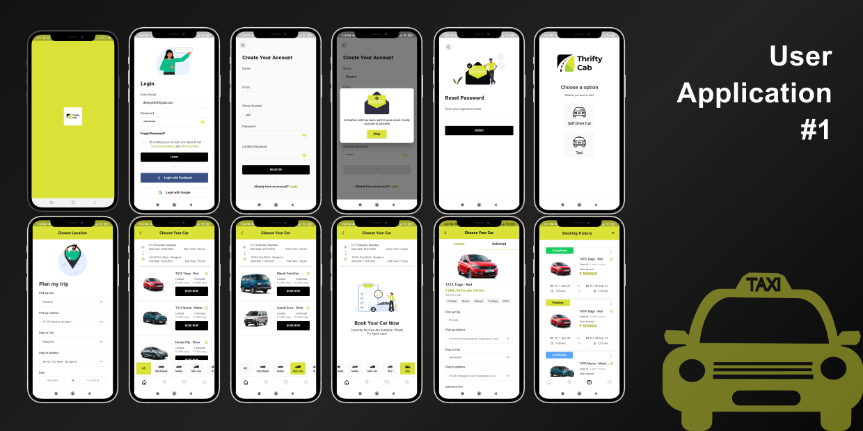 Thrifty Cab! Flutter UI Kit for Cab booking, Taxi and Self Drive Car Renting Application by ...